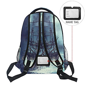 Kigai Pirate Ship Backpack, Everyday Commutes Backpack Perfect for Boys & Girls & Man & Women