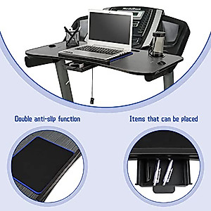 Natheeph Treadmill Desk Attachment, Upgrade Treadmill Desk Workstation with Non-Slip Mat, Universal Treadmill Laptop Holder with Drawer for Notebook/Laptop (Black)