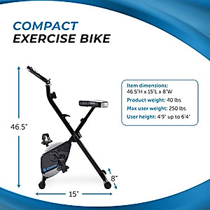 Stamina Folding Exercise Bike 182 - Foldable Exercise Bike with Smart Workout App, Stationary Bike for Home Workout - Up to 250 lbs Weight Capacity Black