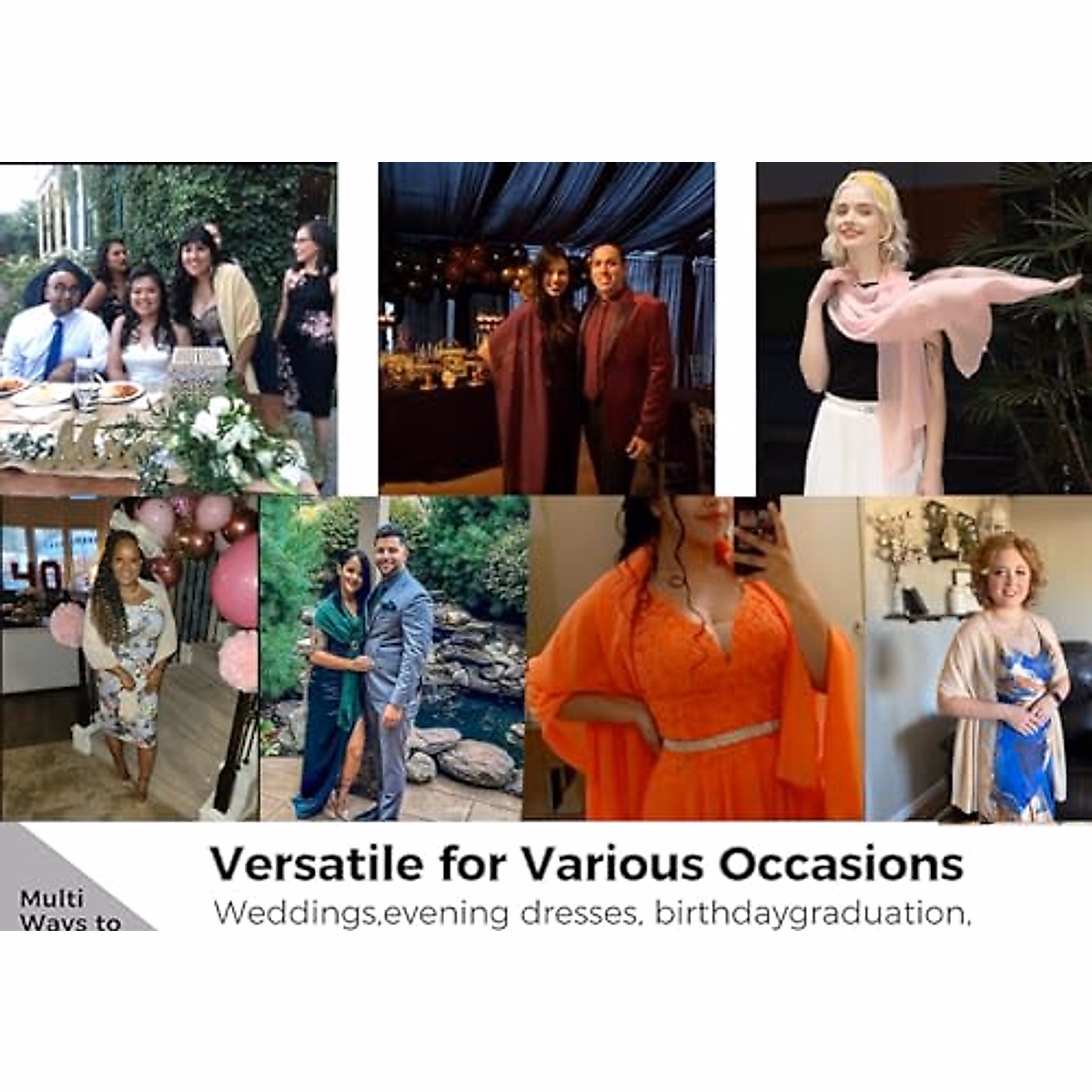 Baoqiya Women's Scarf Shawls and Wraps for Evening Dress Chiffon Shawl Soft Elegant Silky Pashmina Wedding Bridal Scarves(Champagne, 79"×29")