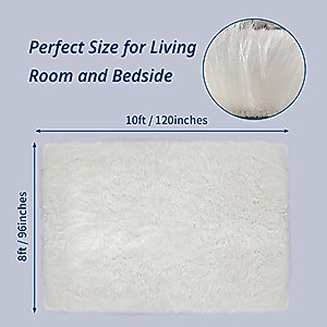 HOMBYS 8x10 Oversized Faux Fur Area Rug for Living Room Bedroom, Super Soft & Fluffy White Faux Sheepskin Play Carpet for Kids Children, Luxury Plush Furry Décor Shaggy Feet Mat for Bedside