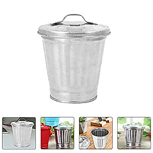 jojofuny 3 pcs Tabletop Table Covered Simple Pen Wastebasket Bin Stationery Rustic Top Fun Desktop Recycler or Rubbish Pencils Galvanized Wastepaper Organizer Cute Brushed X Container