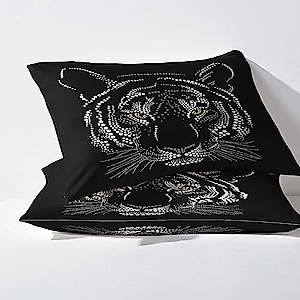 Tiger Sheets Full Size, 3D Animal Bed Sheets, Patterned Bedding Sheets & Pillowcases 4 Piece Set - Soft Microfiber Deep Pocket Fitted Sheet & Flat Sheet & 2 Pillow Cases B3-&-25