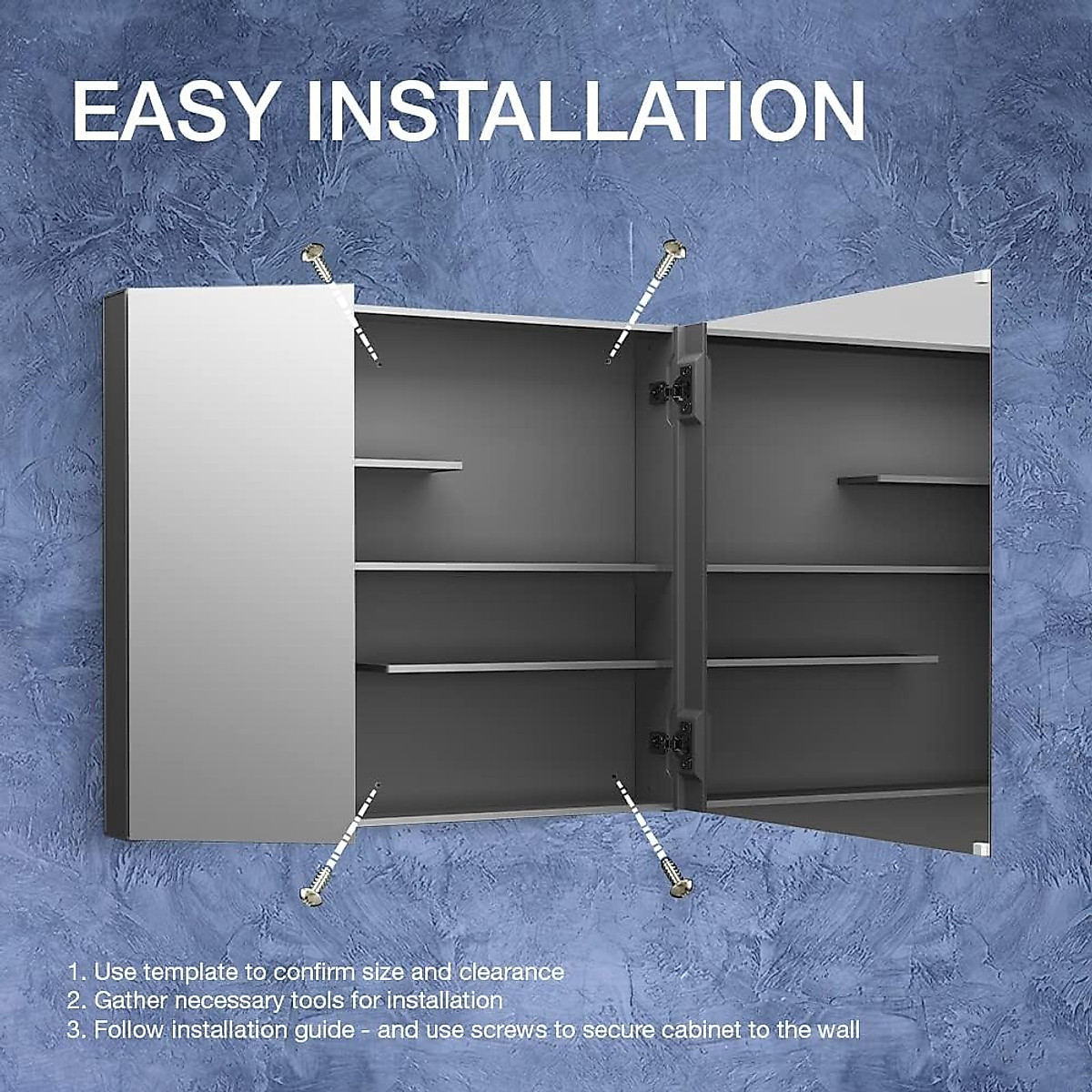 KOHLER Medicine Cabinet, Bathroom Medicine Cabinet, Slow-Close Mirrored Door and Interior, Surface or Recessed Installation