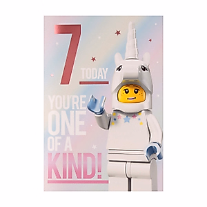 Hallmark Age 7 Birthday Card - Lego Mini Fig Design