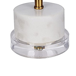 Catalina 23106-001 Modern Marble-Finish Ceramic Table Lamp with White Linen Shade, 19", Antique Brass