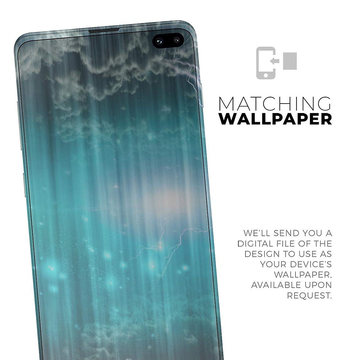 DesignSkinz Teal Twilight Zone with Strikes of Lightening Protective Vinyl Decal Wrap Skin Cover Compatible with The Samsung Galaxy S20 (Screen Trim & Back Glass Skin)