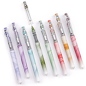 WRITECH Liquid Ink Rollerball Pens: Multi Colored 0.5mm Extra Fine Point Tip Rolling Roller Ball Pen 8ct Assorted Colors for Journaling Smooth Writing Note Taking No Bleed & Smudge & Smear