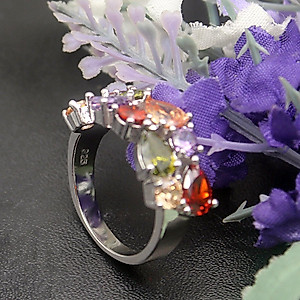 Silver Angel Multicolor Ring Cubic Zirconia Mother's Day Jewelry for Mom Her Band Ring for women (7)