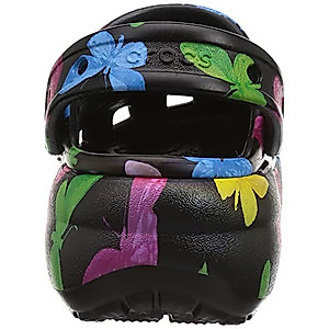 Crocs Women's Classic Graphic Platform Clogs, Platform Shoes, Butterfly/Black, 10 Women