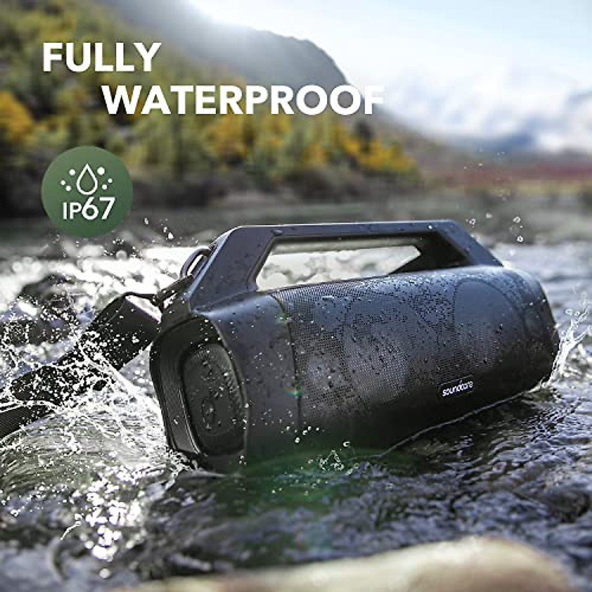 Soundcore Anker Motion Boom Plus IP67 Outdoor Speaker, 80W Stereo Sound, Custom EQ & BassUp, USB-C, Bluetooth, Built-in Power Bank, Waterproof Bluetooth Speaker for Camping, Pool, Beach, and Backyard