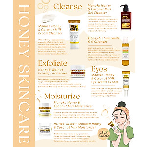 LILY SADO Honey Glow Collagen Radiance Cream Face Moisturizer - Natural Daily Facial Lotion w Manuka Honey, Apricot & Sodium Hyaluronate - Amazing Anti Aging Formula. 2 oz