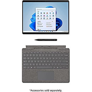 Microsoft Surface Pro X Tablet, 13" PixelSense Touchscreen Display, SQ1, 8GB Memory, 128GB Solid State Drive, Qualcomm Adreno 685 GPU, Windows 11 Home, Surface Laptop, Platinum (Renewed)