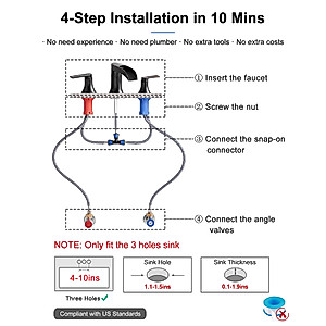 HOIGY Waterfall Faucet Brass Bathroom Sink Faucet 3 Hole, Oil Rubbed Bronze Faucet for Bathroom Sink 2 Handle, Widespread 8 Inch Vanity Faucet Farmhouse Bathroom Faucets with Pop Up Drain Water Hose