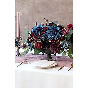 Udoula Burgundy Artificial Flowers Combo Pack, Faux Navy Blue Flowers Wedding Combo for DIY Wedding Bouquets Combo Arrangements Party Bridal Baby Shower centerpieces