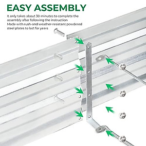 iPower Galvanized Raised Garden Bed Kit Adjustable Size Thickened Metal Planter Box Outdoor for Flowers Vegetables and Herb, 8x4x1ft, 8 x 4ft, Silver