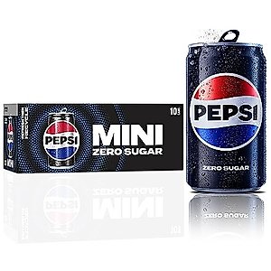 Pepsi Zero Sugar Soda, 7.5 Ounce Mini Cans, (10 Pack) (Packaging May Vary)