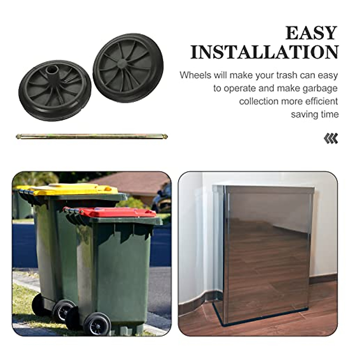 HANABASS Trash Can Replacement Wheel: Garbage Bin Wheel Wastebasket Pulley Wheel Replacement Parts Black