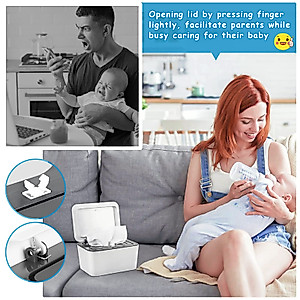 Whiidoom Baby Wipes Dispenser, Wipe Holder Wipes Container Case, One Hand Operation with Snap Cover, Dustproof and Enduring, Keep Wipes Fresh and Clean (Grey)