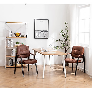 BTEXPERT Brown Leather Office Executive Waiting Room Guest Reception Side Conference Chair, BB5046BR