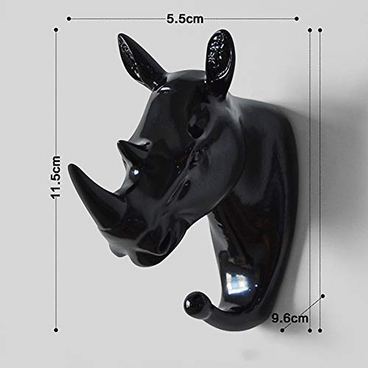Animal Head Key Hooks Decorative for Wall Creative Resin Hook Hanger (Pack 6) Animal Shaped Coat Hat Hook Wall Hanging Wall Hook Decorative Gift (Black)