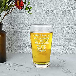 Chance Made Us Colleagues Beer Glass 15Oz, Funny Coworkers Beer Pint Glass Gift for Job Leaving, Going Away, Retirement, Birthday, Christmas - Coworker Gifts for Coworker Employees Boss Women Men