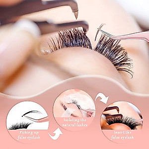 Mudder 6 Pcs Lash Tweezers Precision Eyelash Tweezers for Lash Extension, Straight and Curved Tip, Stainless Steel for False Volume Eyelash Application Tools(Rose Gold)