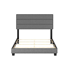 Boyd Sleep Ravenna Gray Linen Queen Size Fully Upholstered Platform Bed Frame with Adjustable Headboard - Easy Assembly, Noise Free, Modern Design, Durable & Sturdy Mattress Support