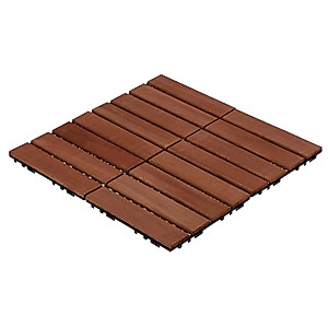 Interlocking Deck Tiles, 11Pcs Wood Flooring Tile Splicable Interlocking Floorboard for Home Outdoor Decking Garden Patio Balcony Decoration