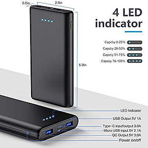 LanLuk Portable Charger Power Bank, 26800mAh Quick Phone Charge 3.0 Fast Charging Power Delivery External Battery Pack 3 Output & 2 Input Type-C Power Banks Compatible with iPhone 12/11, Samsung,ect.