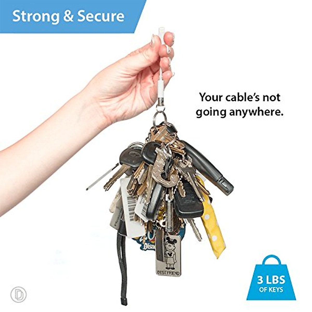 Dongle Dangler 3.5mm Headphone Jack Adapter - Compatible with iPhone 15/15 Pro/ 14/14 Pro/13/13 Pro/12/12 Pro/11/11 Pro/X/Xr/Xs/SE (Keychain 1-Pack)