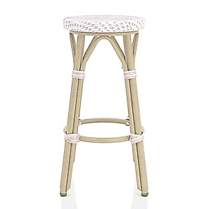 Greemotion Binde Boho 26-inch Aluminum and All-Weather Wicker Barstools with Footrest, Patio Stools & Bar Chairs for Outdoor, Kitchen Counter, Poolside, Yard, Set of 2, White