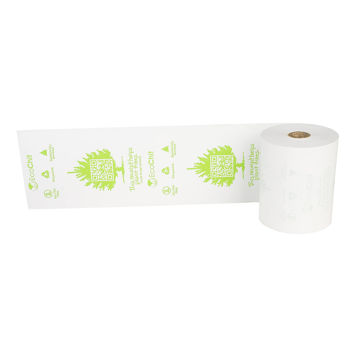 EcoChit Phenol-Free Thermal Receipt Paper Rolls, 3 1/8" x 200', Pre-Printed Eco-Friendly Message, Every Case Plants Two Trees, Case of 25
