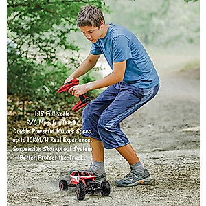 Click N' Play Remote Control Car 4WD Off Road Rock Crawler Vehicle 2.4 GHz, Red