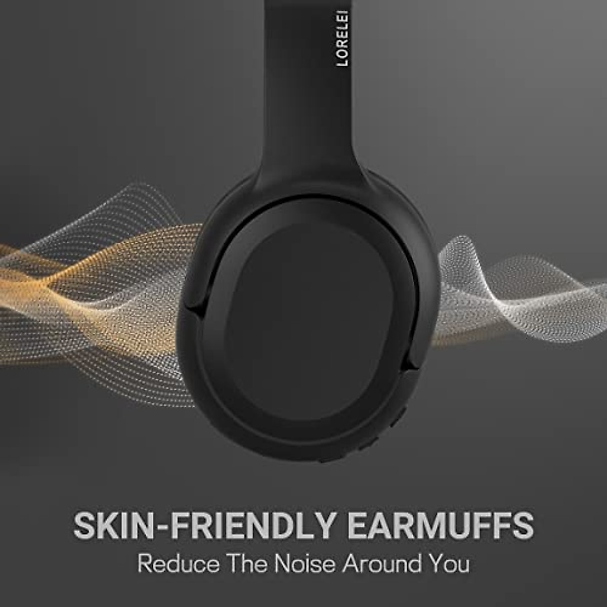 LORELEI B-C5 Wireless Headphones Bluetooth On-Ear Headset Bulit in Microphone, 30H Playtime,BT 5.3 Lightweght Foldable Headphones for Tablet/Ipad/Travel/Kids/Teens/Adult (Space Black)