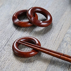 4 Pcs Wooden Chopsticks Rests Round Chopsticks Stand Fork Knife Spoon Holder Dinner Table Decoration