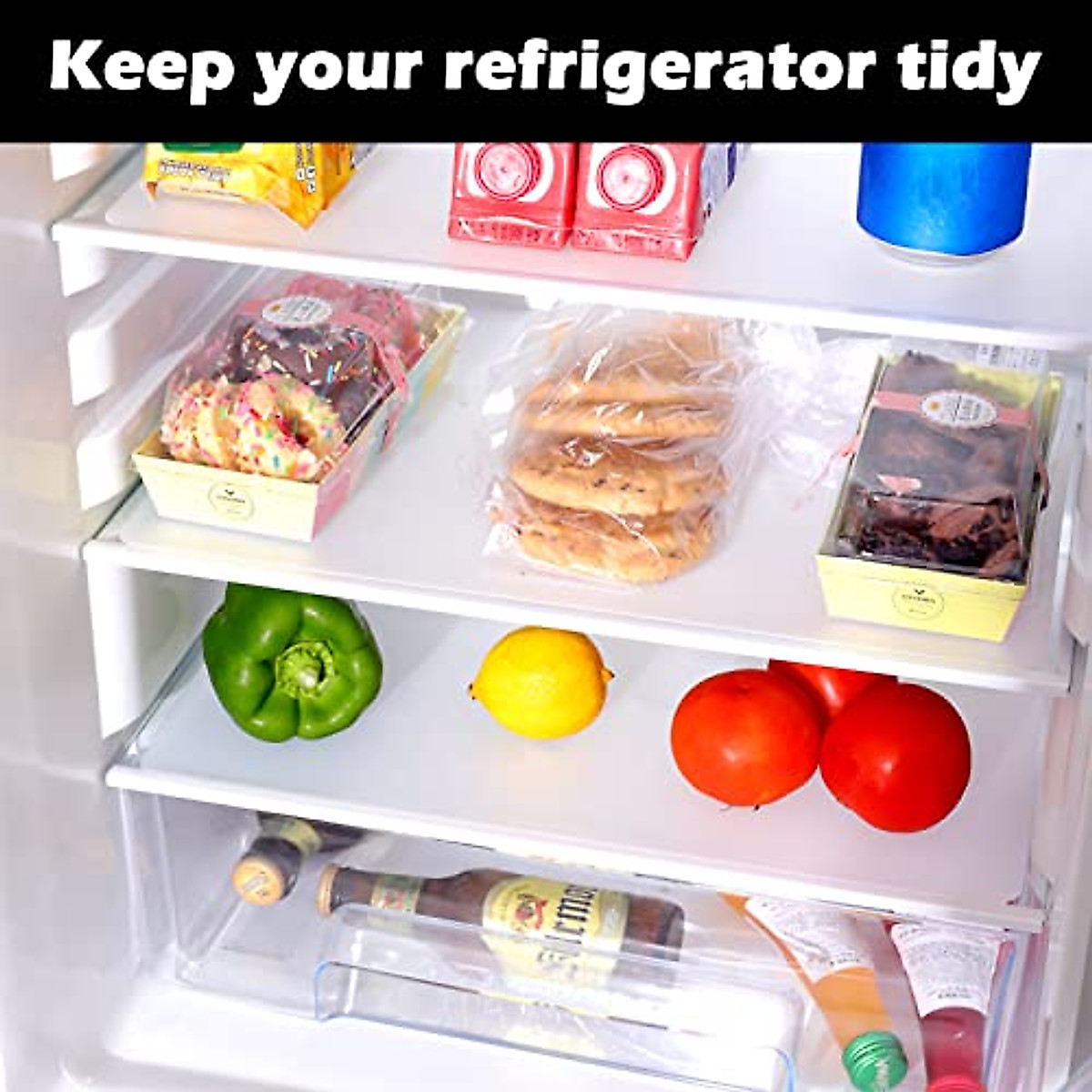 PABUSIOR Silicone Refrigerator Liners - Non Slip, Heat Resistant, Waterproof, Easy to Clean, Clear Silicone Mat for Crafts, Baking, Resin, Fridge Glass Shelves, Kids Placemats (4 PCS,11.8 x 17.7 Inch)