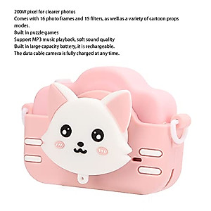 Kids Mini Camera 2 Inch Screen 2MP High Definition Cartoon Digital Camera Video Recorder Toy,for Photo and Video, Timed Shooting(Single Shot Pink)
