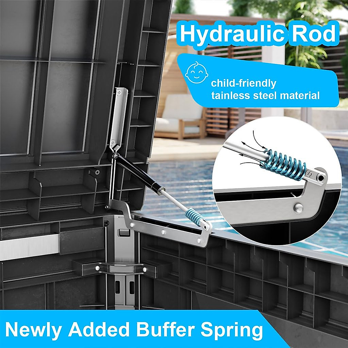 HOYOC Outdoor Storage Container 260 Gallon Resin Deck Box Large Outdoor Storage with Lockable for Outdoor Pillows, Garden Tools and Pool-Supplies, Waterproof (Black)