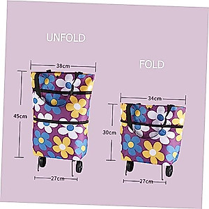 MAGICLULU Pull Bag Foldable Grocery Bags Folding Wagons Trolly Cart with Wheels Folding Shopping Folding Shopping Cart with Wheels Folding Cart with Wheels Shopping Cart Bag Shopping Bag Abs