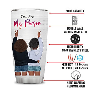 Friendship Gifts For Best Friend Women - 20 oz Stainless Steel Insulated Tumbler Cups - You Are My Person Unique Gift For Besties, Soul Sister, Birthday Christmas Gift Idea For Women
