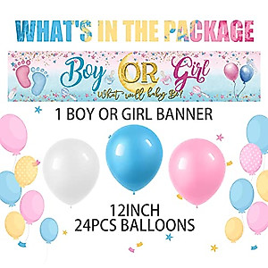 Gender Reveal Yard Sign,Boy or Girl Banner and Blue Pink Balloons,What Will Baby Be Boy or Girl Gender Reveal Party Supplies