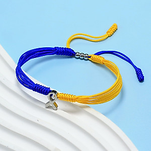 HARACRAFT Down Syndrome Awareness Bracelet, Bracelet For A Cause, Awareness Ribbon Bangle, Health Wristband for Protection Surfer String Bracelet for Men, Women (Down Syndrome)