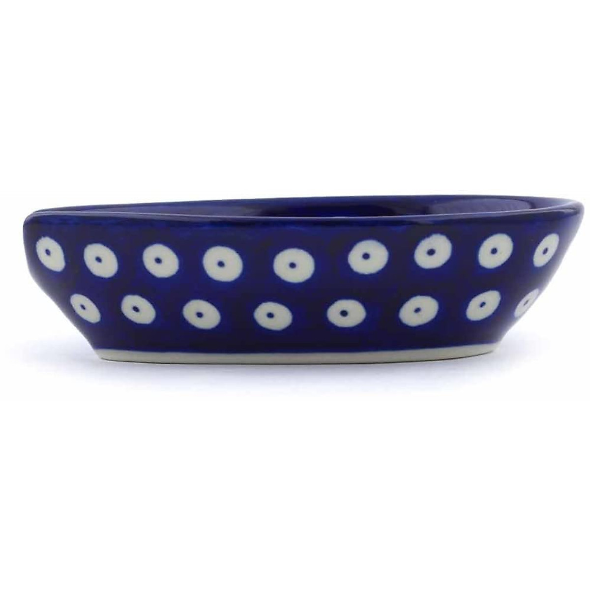 Polish Pottery 4¾-inch Spoon Rest made by Ceramika Artystyczna (Bleeding Heart Peacock Theme) + Certificate of Authenticity