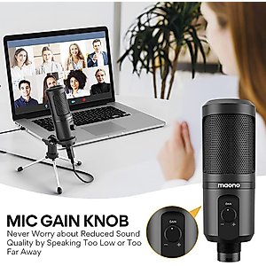 MAONO USB Gaming Microphone, PC Computer Condenser Mic with Gain for Recording, Podcasting, Streaming, YouTube, Twitch, Skype, Compatible with PS5 PS4 Mac Laptop Desktop (PM461TR)