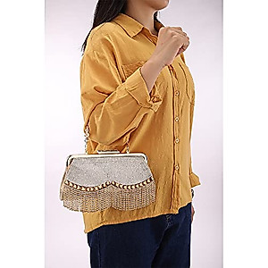 CHIC DIARY Rhinestones Crystal Clutch Purse for Women Top Handle Evening Bag for Party Prom Crossbody Purse Shoulder Handbag