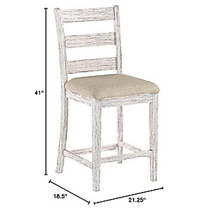 Signature Design by Ashley Skempton 24" Counter Height Upholstered Barstool, Set of 2, Antique White