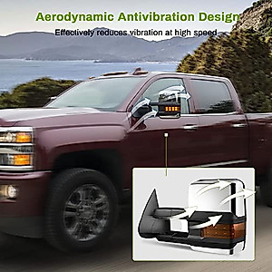 AUTOSAVER88 Towing Mirrors Compatible with 2003-2007 Chevy Silverado GMC Sierra 1500 2500 3500 Tahoe Suburban Avalanche Yukon Power Heated LED Signal Side View Mirror Pair Chrome