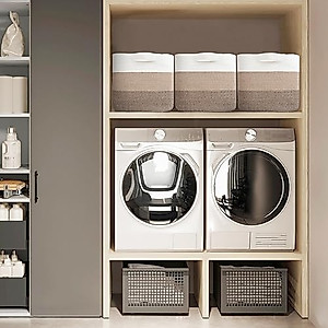 MEGASKET Extra Large Blanket Storage Basket, 23.6" x 15.7" x 14.1" Rectangle Woven Cotton Rope Basket, Blanket Basket Holder for Living Room, Wicker Storage Basket for Pillows, Blankets Organizer Bins