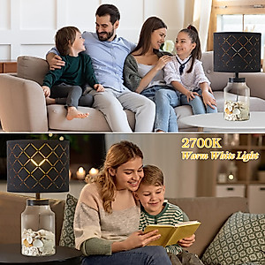 GyroVu Fillable Table Lamp, Lamp with Clear Glass Fillable Modern Table Lamp with Black Square lampshade Beside Lamp for Living Room Bedrooms Office Bulbs Included(Black Square)